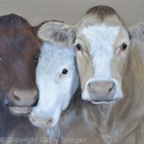 Paintings by Cathy Stringer of animals and children