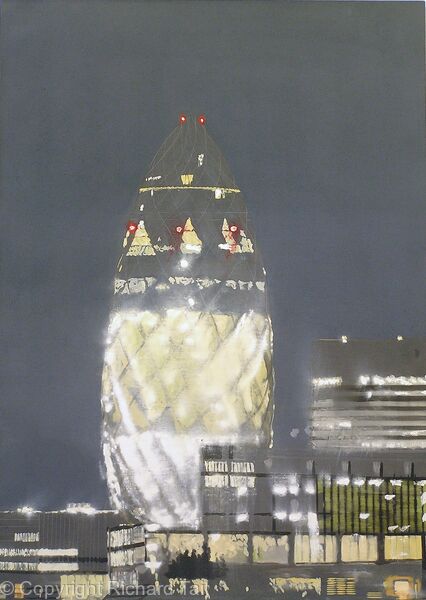 The Gherkin at night - Oil on linen