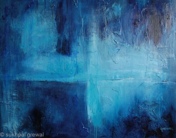 Blue Elemental Fall - Acrylic painting on canvas