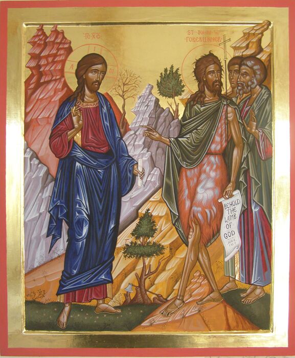 Christ and St John the Forerunner - gold leaf and egg tempera on ...