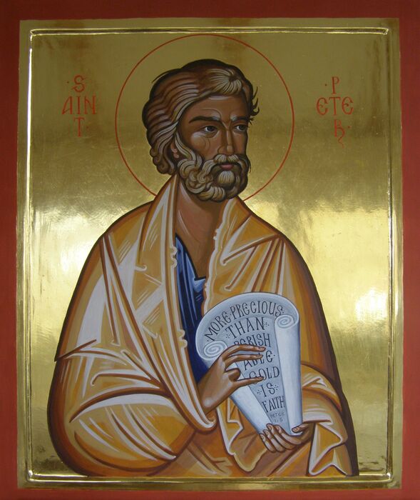 Byzantine St Peter - egg tempera and gold leaf on gessoed panel