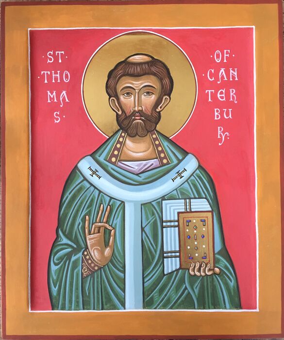 Small St Thomas of Canterbury Icon - Egg Tempera and Gold on Gessoed Panel