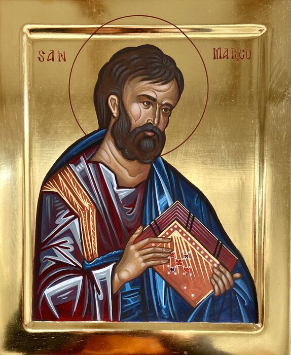 Byzantine St Mark Icon - Tempera and Gold on Panel