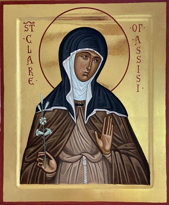 Saint Clare of Assisi - Egg tempera and gold on gessoed panel