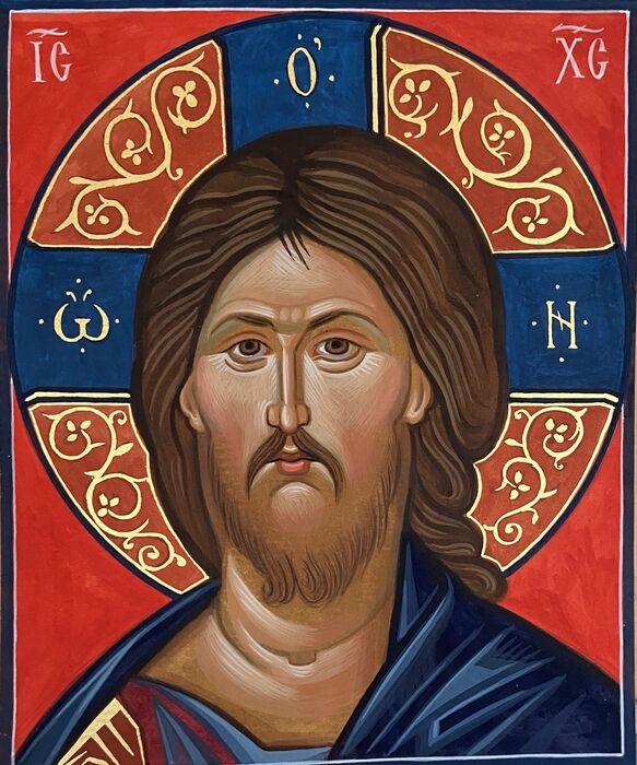 Cretan Stye Face of Christ Icon - Egg tempera and gold leaf on gessoed ...
