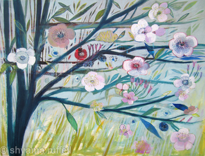 contemporary floral original oil shyama ruffell painting acrylic ...