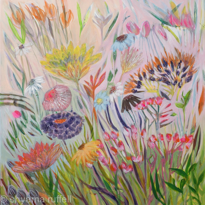 contemporary floral original oil shyama ruffell painting acrylic ...