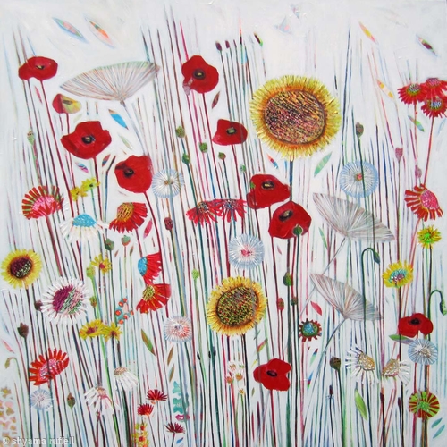 contemporary floral original oil shyama ruffell painting acrylic ...