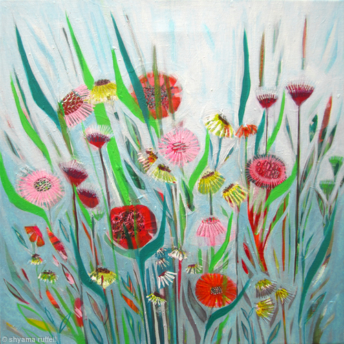 contemporary floral original oil shyama ruffell painting acrylic ...