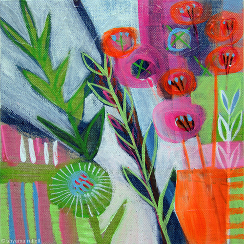 contemporary floral original oil shyama ruffell painting acrylic ...