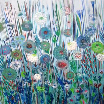 contemporary floral original oil shyama ruffell painting acrylic ...