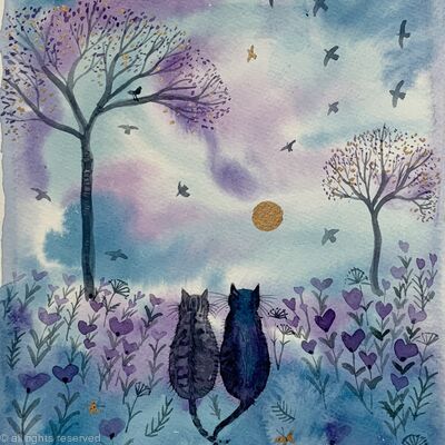 Paintings of cats in oils and acrylics