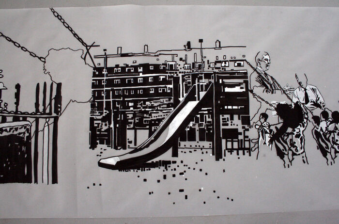 Transparency scroll drawing 2010 (detail) - ink on tracing paper