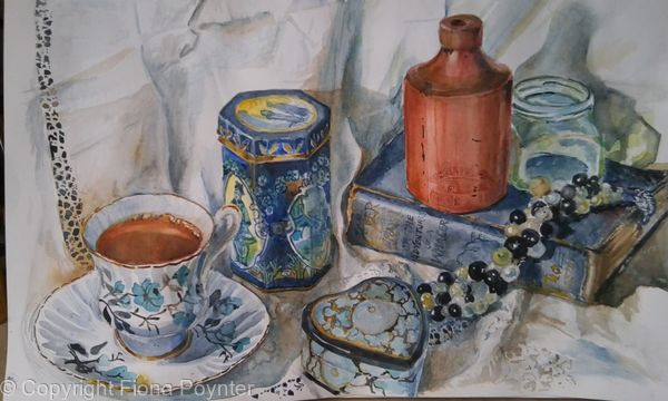 Still Life with Victorian Ink Pot - Watercolour