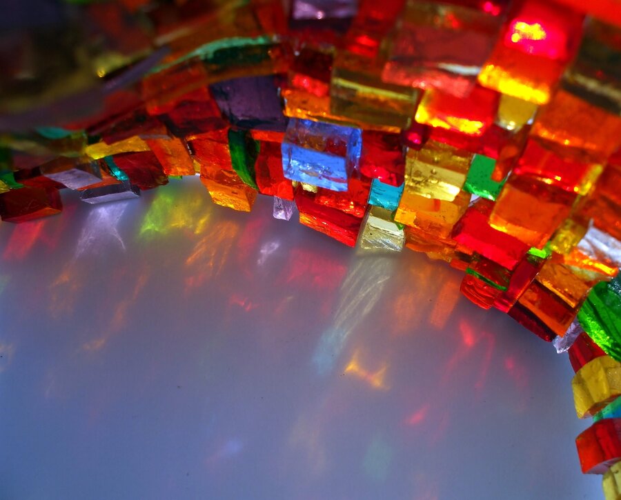 Ripple Effect wall relief sculpture - Stained glass and Italian Smalti ...