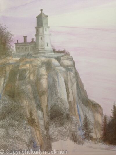 Split Rock Lighthouse - Silverpoint drawing