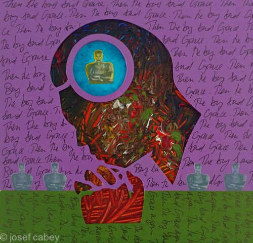 Then the boy said Grace - Acrylic on cut board