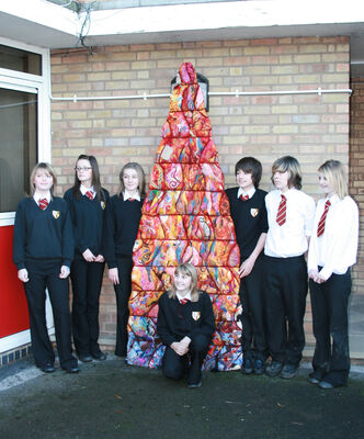 Howden School and Technology students with finished textile