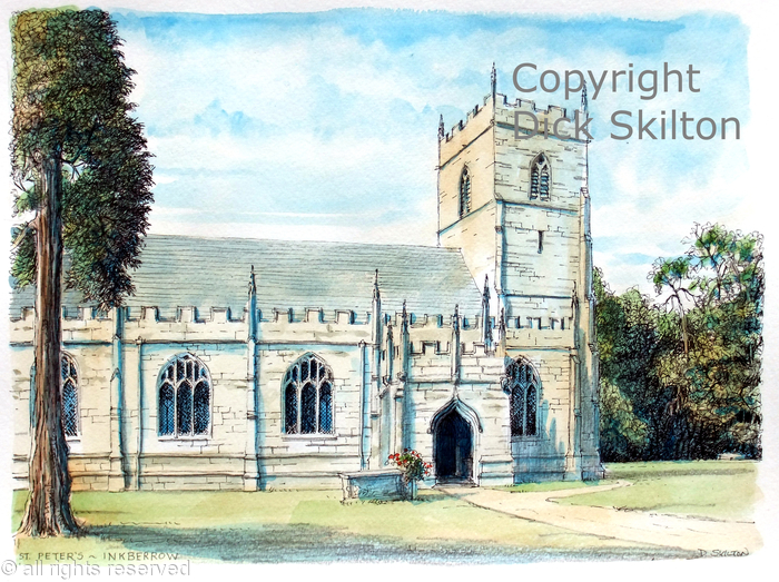 Inkberrow St Peters coloured Worcestershire as a greeting card or ...