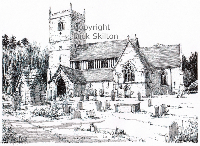 Kinlet Church St John the Baptist pen drawing as a greeting card ...