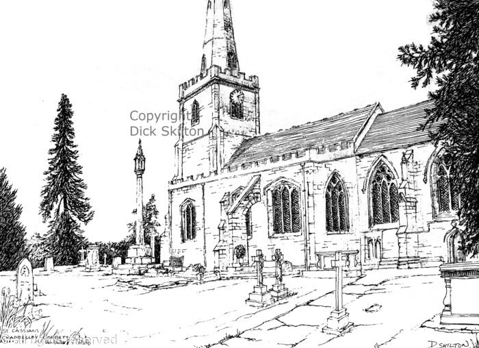 Chaddeseley Corbett Church pen drawing as a greeting card or bespoke ...