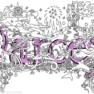 Childrens names as name art designs on greeting cards or prints