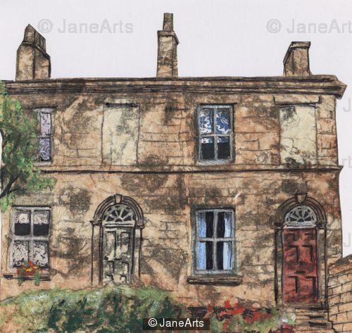 Church Road Woolton Liverpool - mono print mixed media