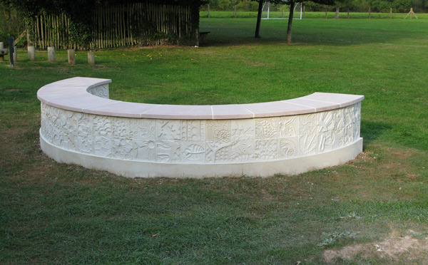 Anniversary seat at Langrish Primary School - Various building materials