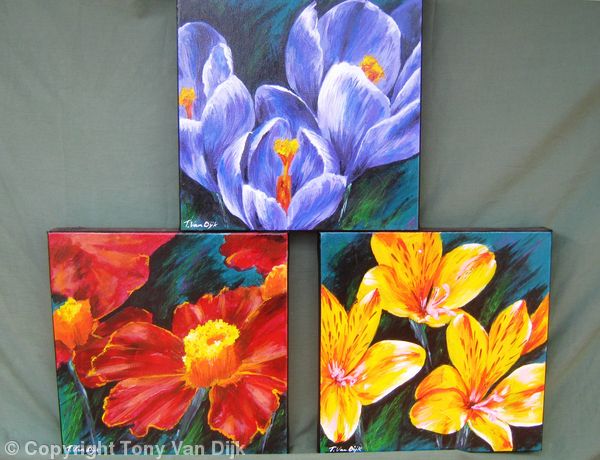 Flower Trio - Acrylic on stretched canvas