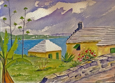 Bermuda View - watercolour indian ink