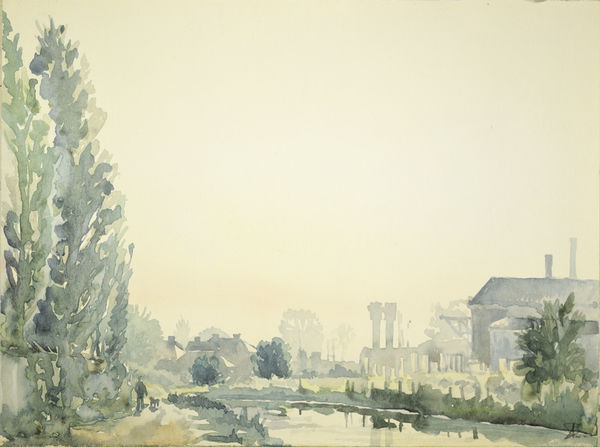 1960's Factory at Grand Union Canal, Hanwell - Watercolour print