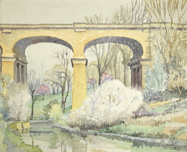 1973 Hanwell Viaduct, Spring - watercolour print