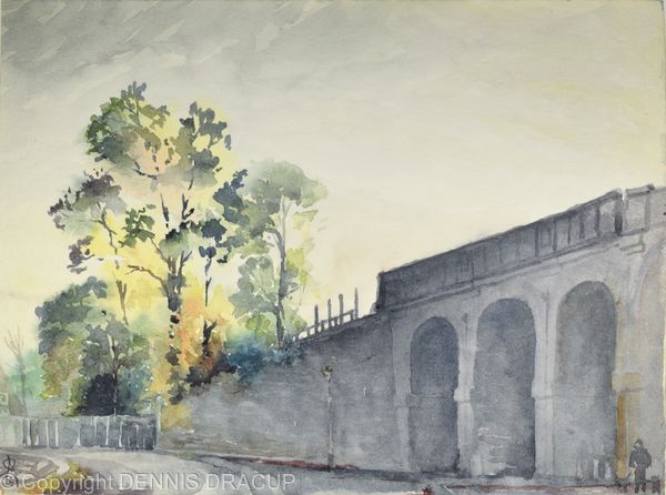 1969 Railway Bridge at Churchfields, Hanwell - watercolour print