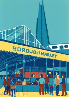 Borough Market - Linocut print in edition of 40
