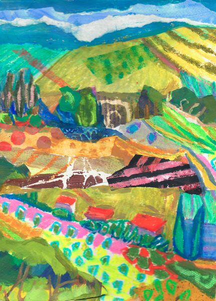 Patchwork landscape - Mixed media