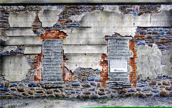 Ballynahinch Bus Station - Watercolour on paper