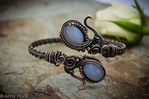 Ornate Armlet, woven copper wire and Blue Lace Agate , Arm bracelet ...