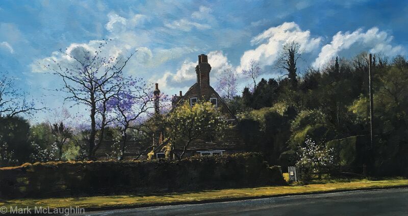 Spring morning, Chipstead Valley - oil on canvas