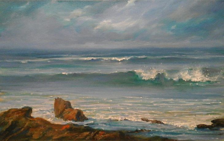 The Swelling Waves, Pollan Strand, Ballyliffin - oil on canvas