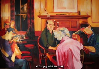 Ceilidh, Lochailort Inn - oil on canvas