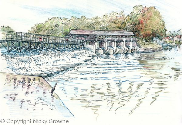 Molesey Weir - drawing