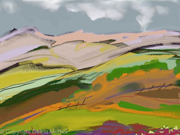 Scottish Lowlands - digital painting on photographic paper