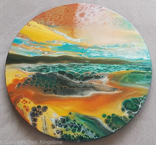 Rock Pool Reflections - Acrylic and resin on board