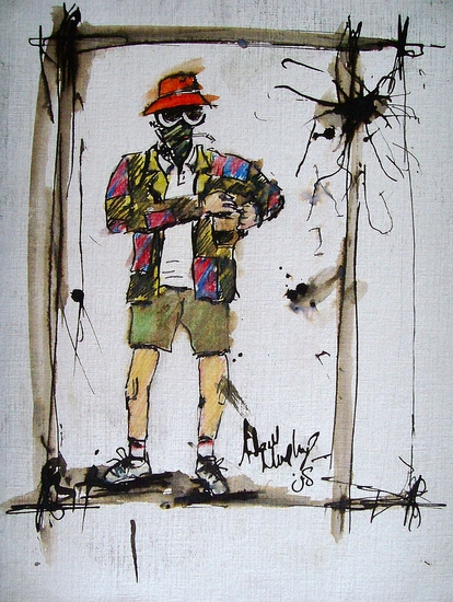 Raoul Duke - Ink and watercolour pencil