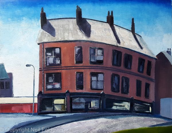 Old Shops on King Street, Derby - Oil on board (1973)
