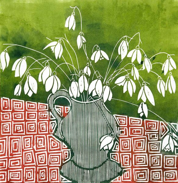 Snowdrops - linocut