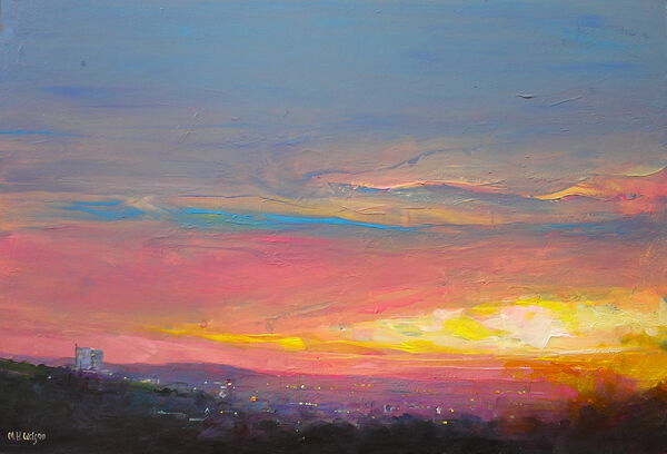 First Light, Sunrise over Sheffield - Actylic