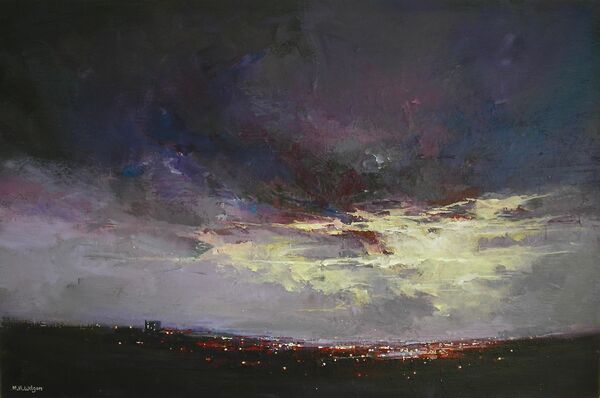 Storm Sky City Lights - Acrylic on Deep Edge Canvas