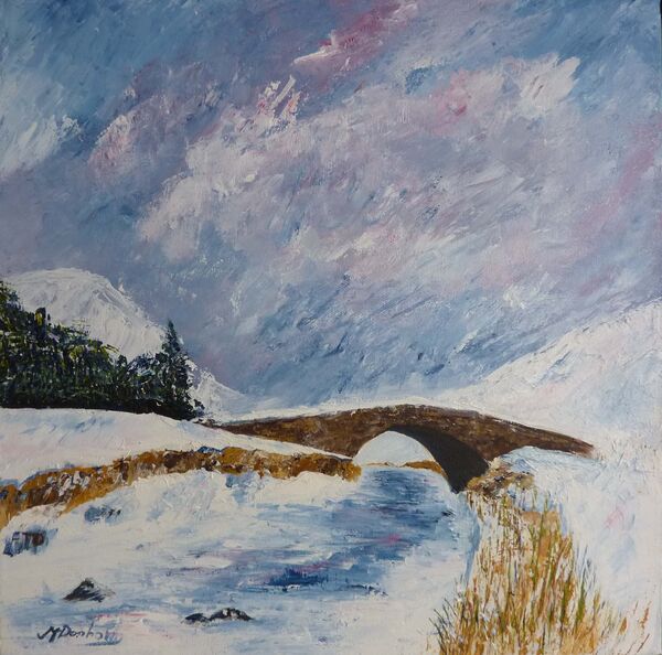 Butterbridge in Winter - acrylic on canvas board