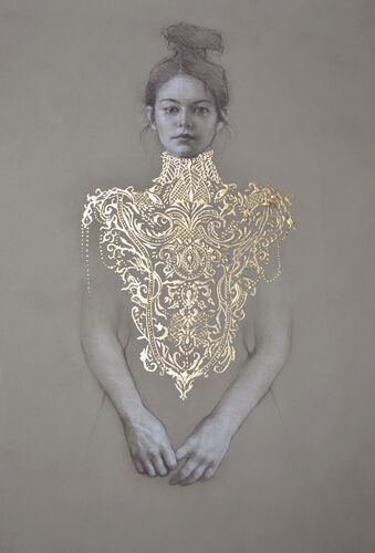 Golden Filigree - Pastel and 24ct gold leaf